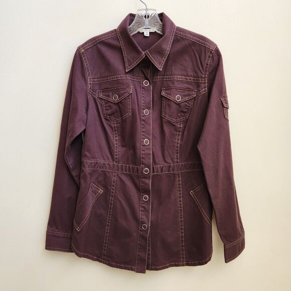 CAbi | Jackets & Coats | Cabi Jacket Womens M Chocolate Brown Denim ...